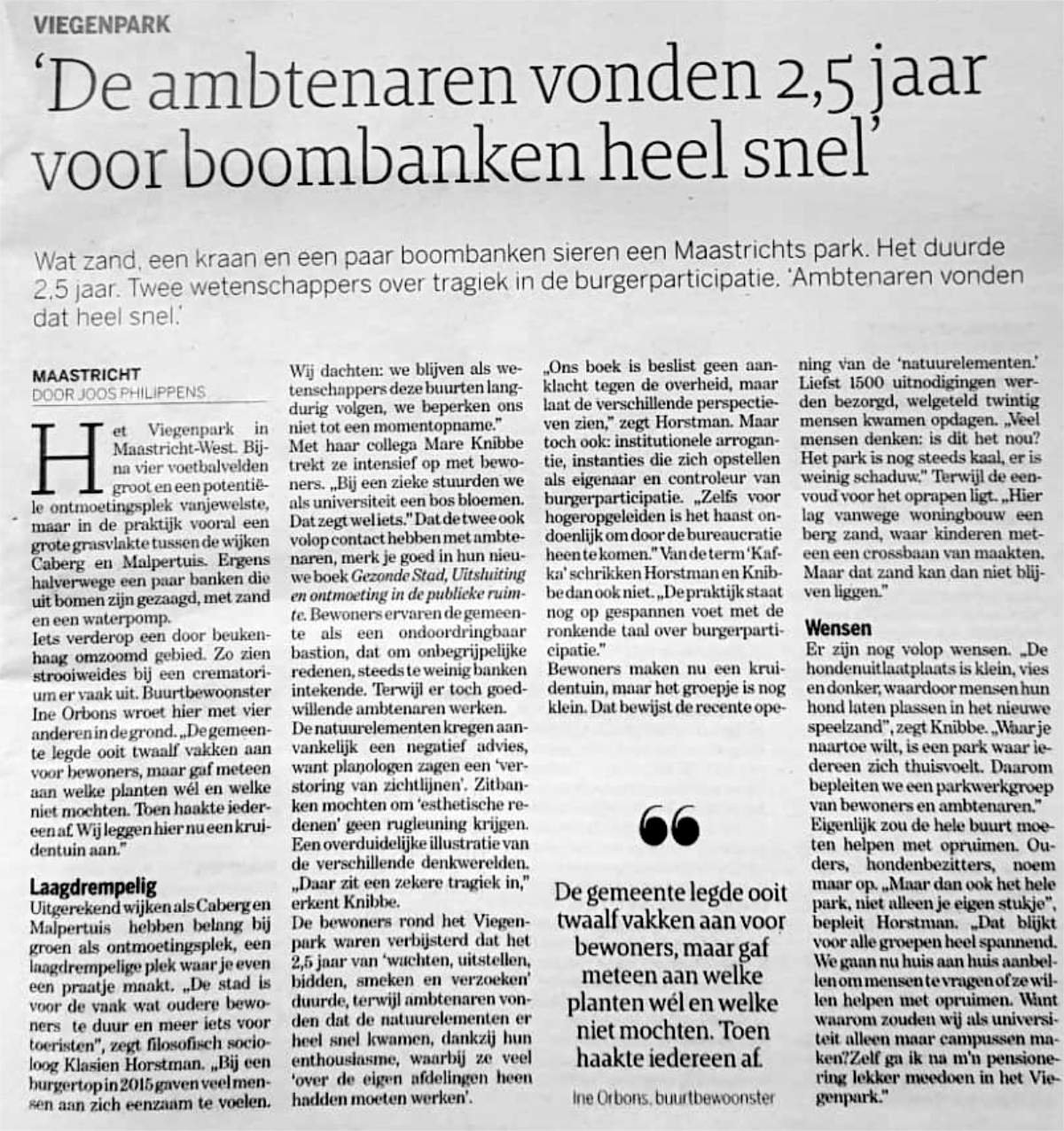 Tragiek in de burgerparticipatie | Klasien Horstman